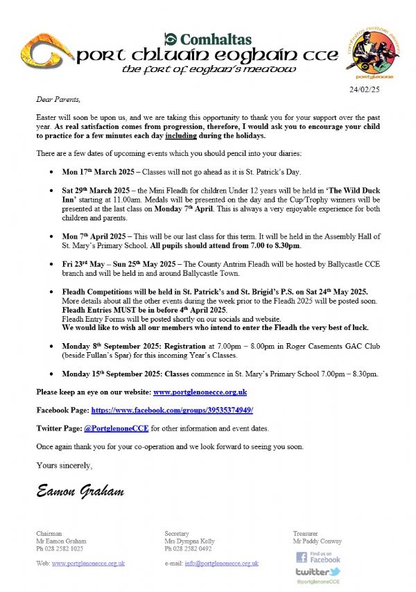 Portglenone CCE : News